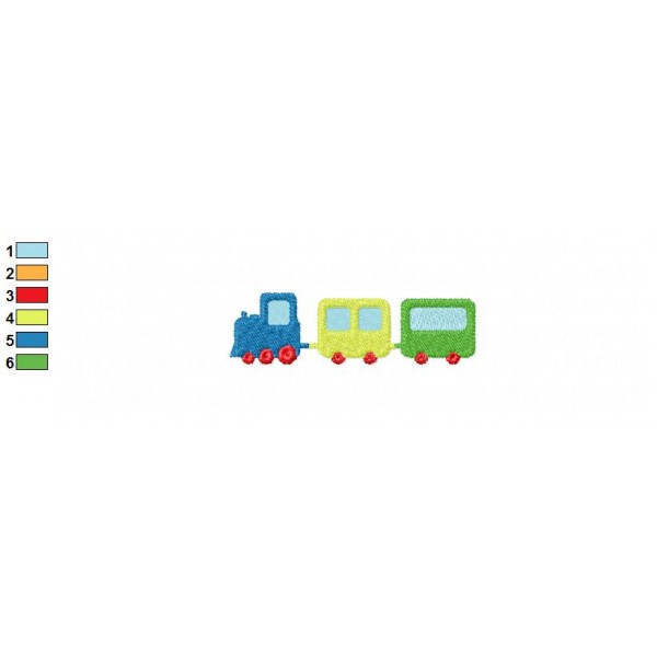 Colored Train Embroidery Design