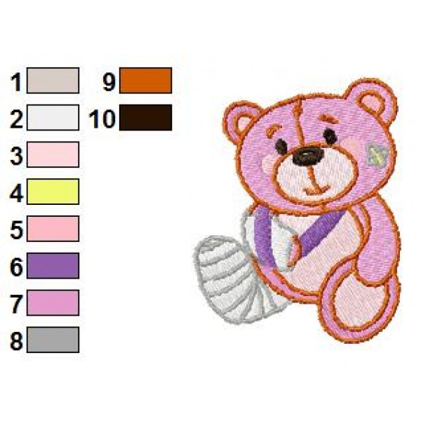 Teddy Bear Broken Hand Embroidery Design